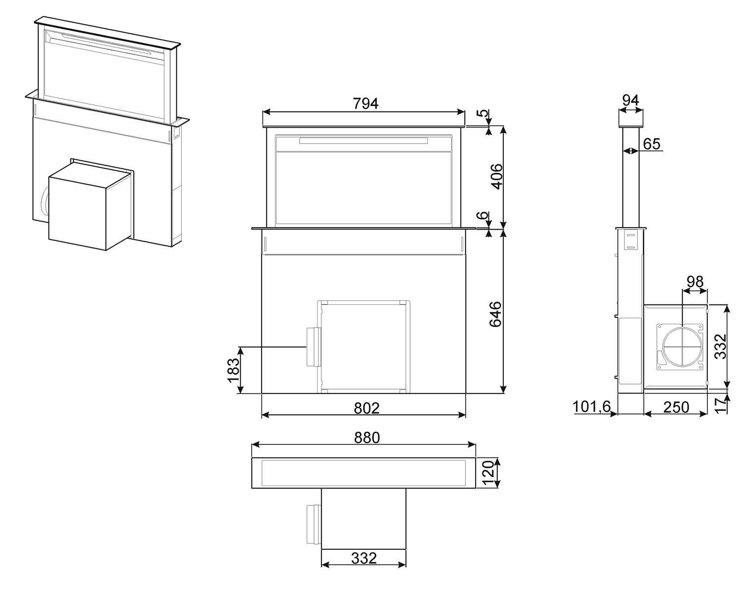 Campana SMEG (Montaje en Cubierta) 36" - KDD90CNE